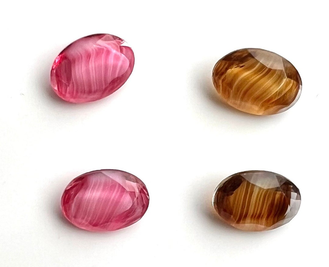 Vintage Striped Glass Porphyry Stones, German Oval Cabochons (18x13mm ...