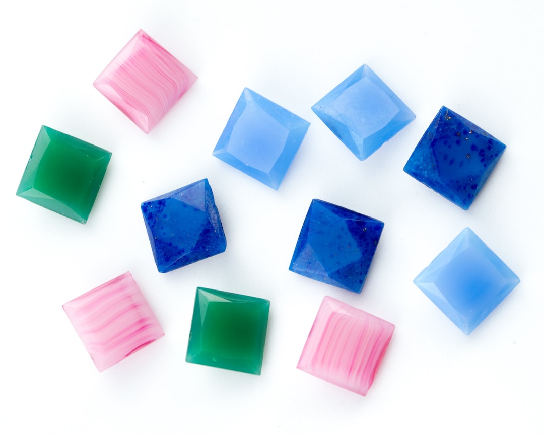 Vintage Art Deco Square Cut Stones, 4 COLORS - 12 X 12 Mm - F29. N002 ...