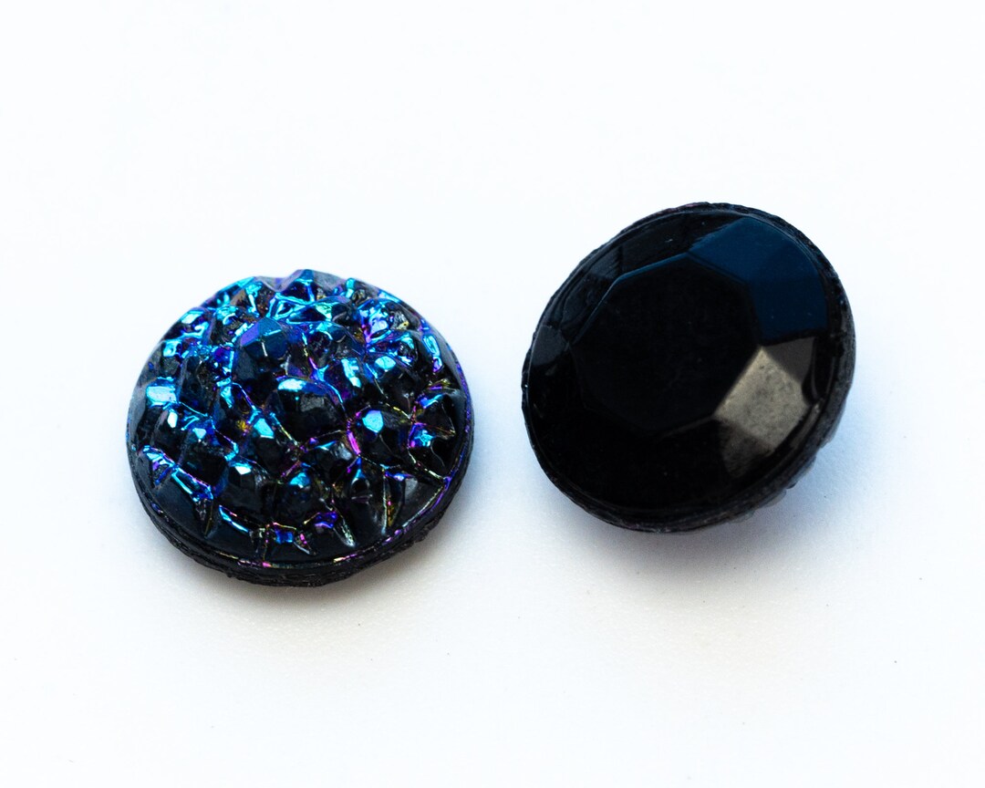 8 Vintage Multi Colored Textured Black AB Glass Cabochon (bug Eyes / Insect Eyes) - 48ss - B61 ...