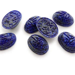 2 Vintage Cherry Brand Egyptian Scarab Glass Stones, Large Scarab, Blue ...