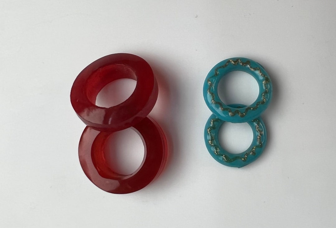 Vintage Art Deco Glass Hoops: Carnelian Red & Turquoise Blue Jewelry ...