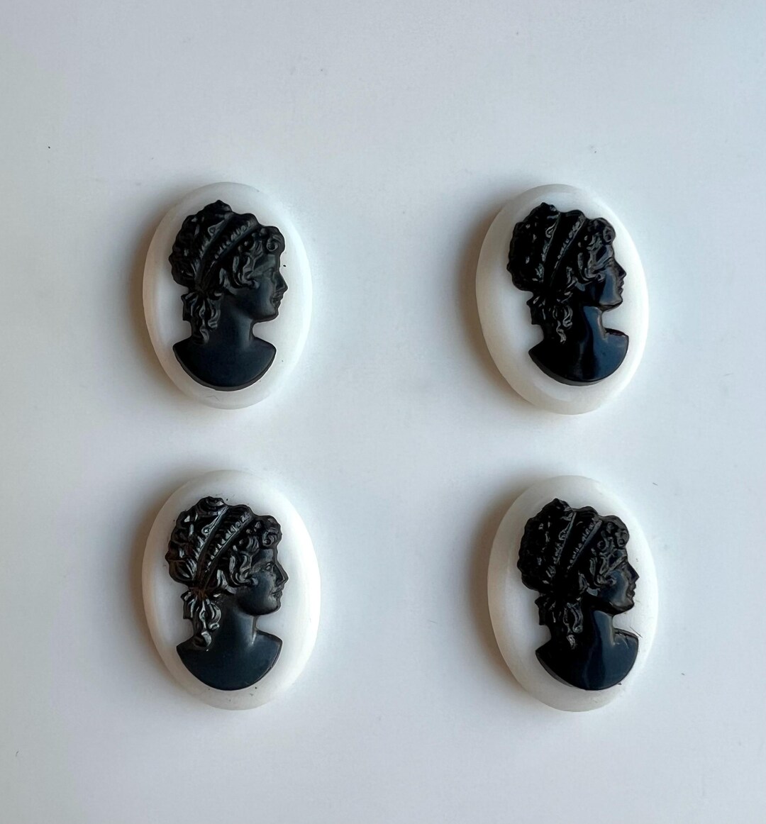 Vintage Classic Female Cameo, Black and White Glass- 2 Designs ...