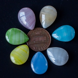 4 Vintage Iris Doublet, Silk Agate, iridescent glass stones 7 PASTEL ...