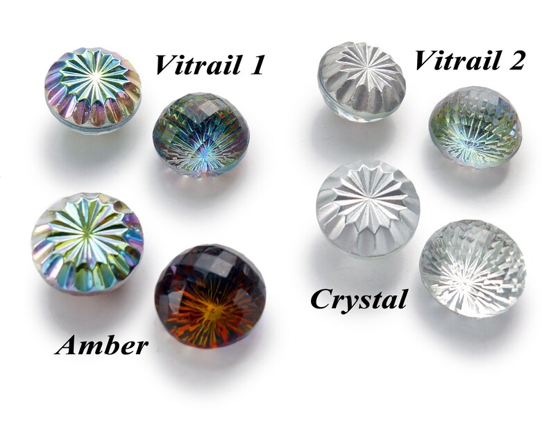 2 Vintage Domed Checkerboard Cut Glass Stones 4 COLORS | Etsy