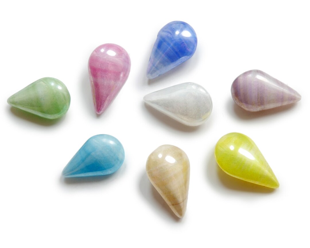 12 or 42 Vintage Iris Doublet, Silk Agate, Iridescent Glass Stones 8 ...