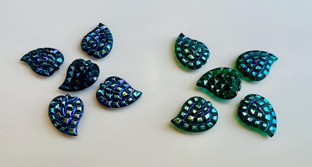 4 Vintage Leaf Shaped AB Stones - 2 Colors - 16x12mm - F58 - Etsy