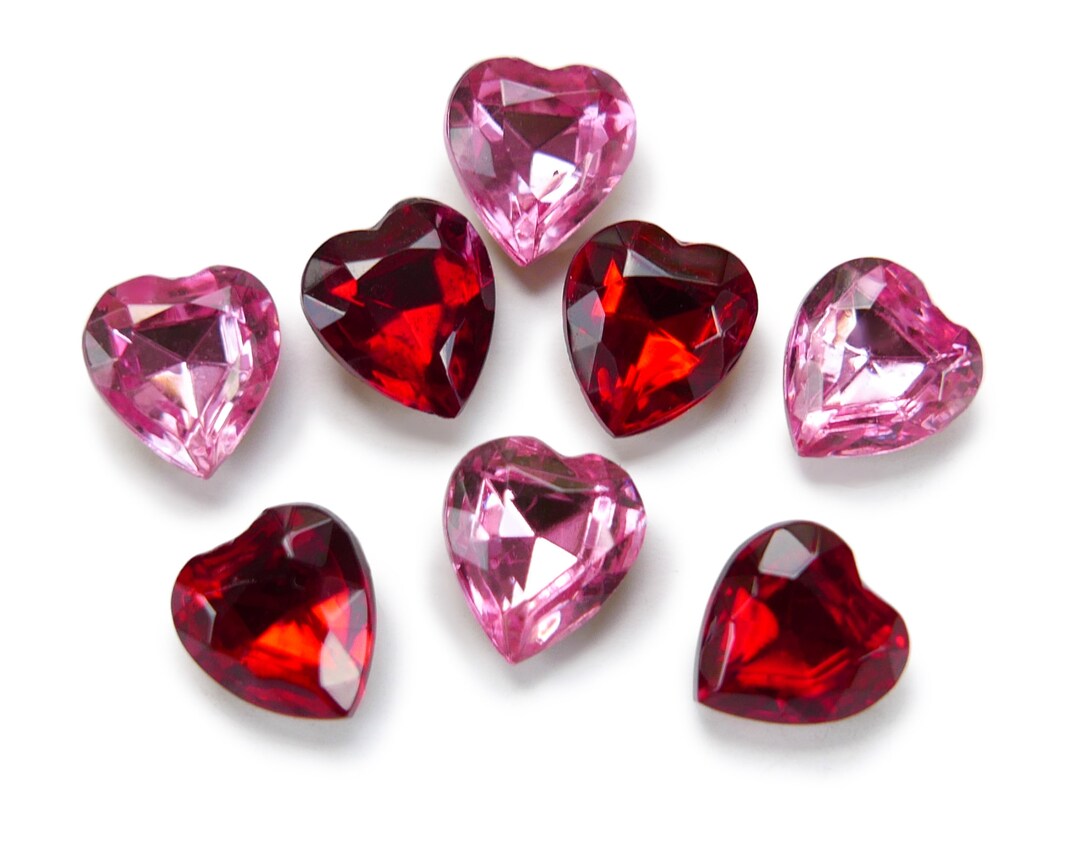 8 Vintage TTC Rhinestone Hearts, Red and Pink - 10x9 Mm - E39.4 - Etsy