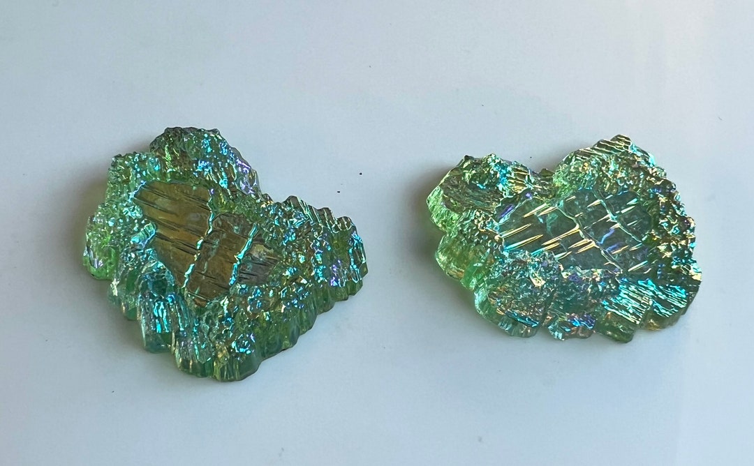 Vintage Kryptonite Glass Stones: Green Aurora Borealis, 1950s Swank (2 ...