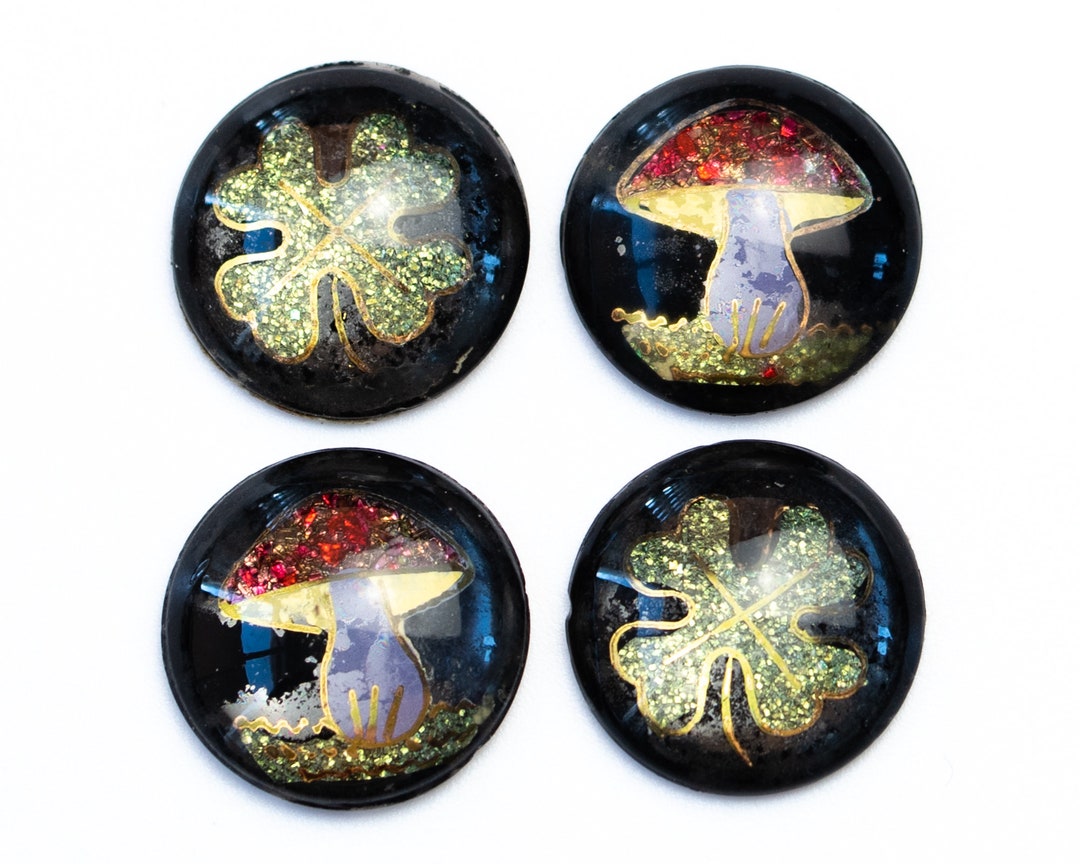 Vintage Intaglio Cabochons: 1930s Reverse Cut Clover, Mushroom ...