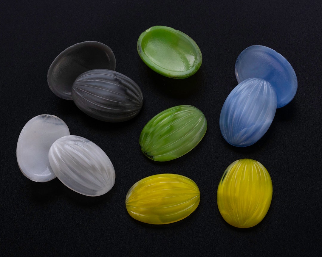 2 or 5 Vintage Large Moonstone Base Ribbed Oval Stones - 5 COLORS ...