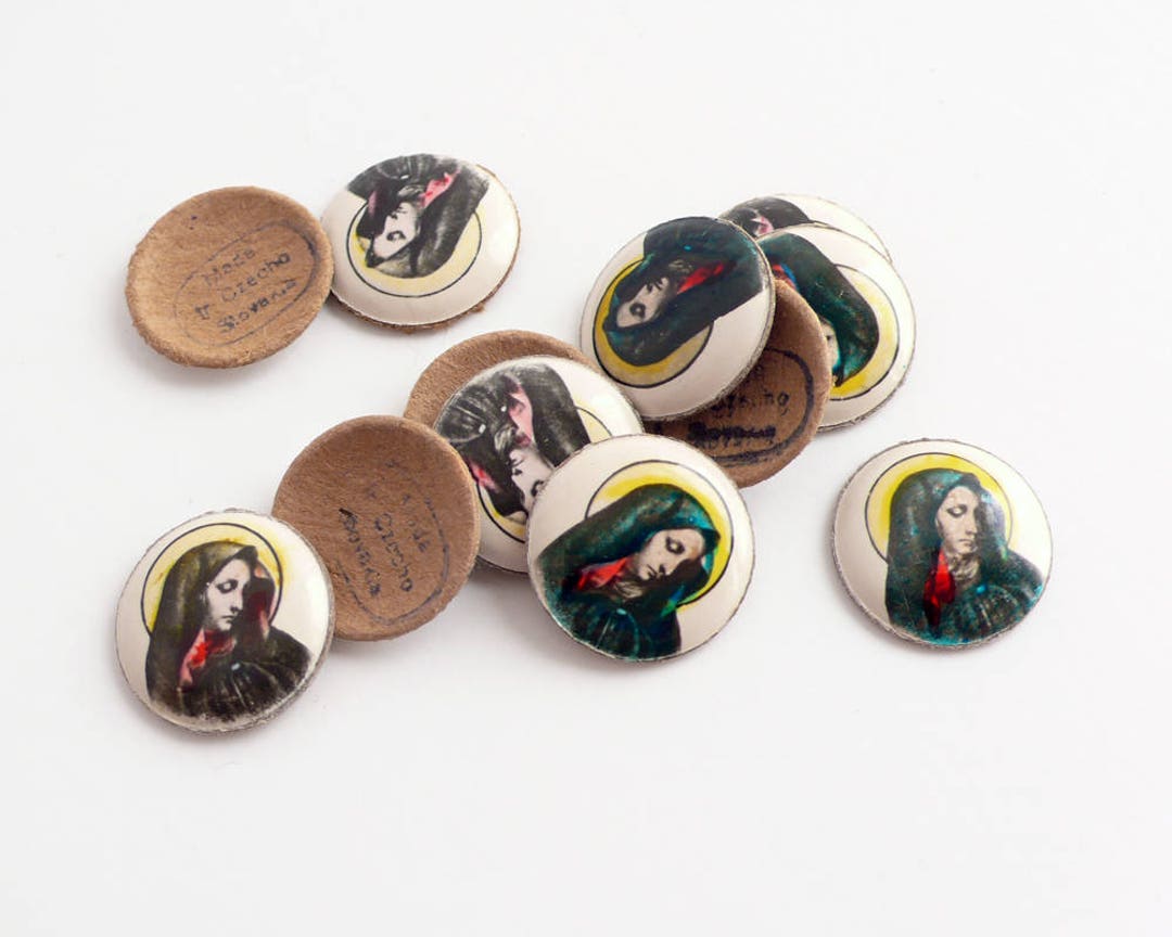 4 Vintage Religious Cameo, Hand-painted Cardboard Dome, Virgin Mary ...