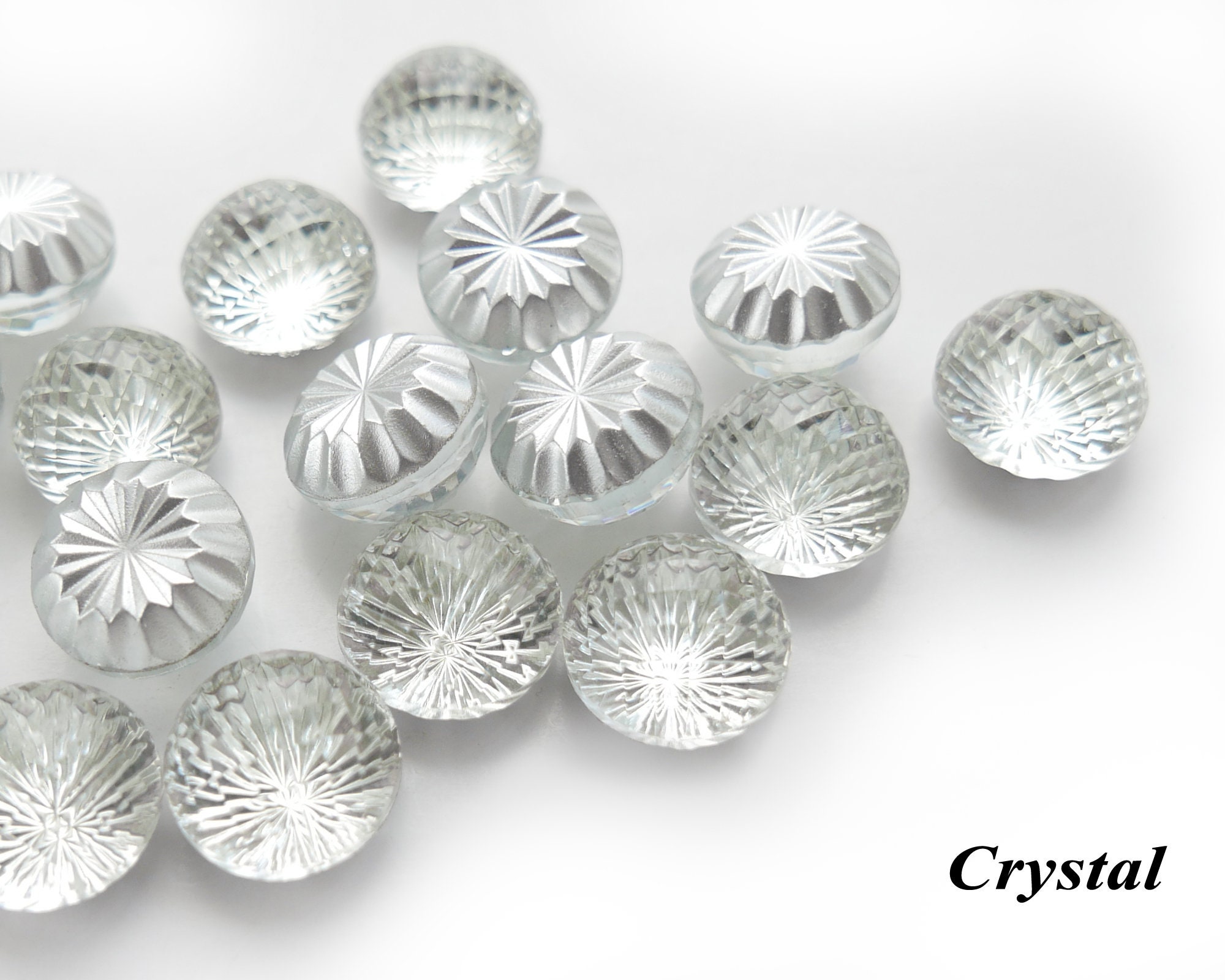 2 Vintage Domed Checkerboard Cut Glass Stones 4 COLORS | Etsy