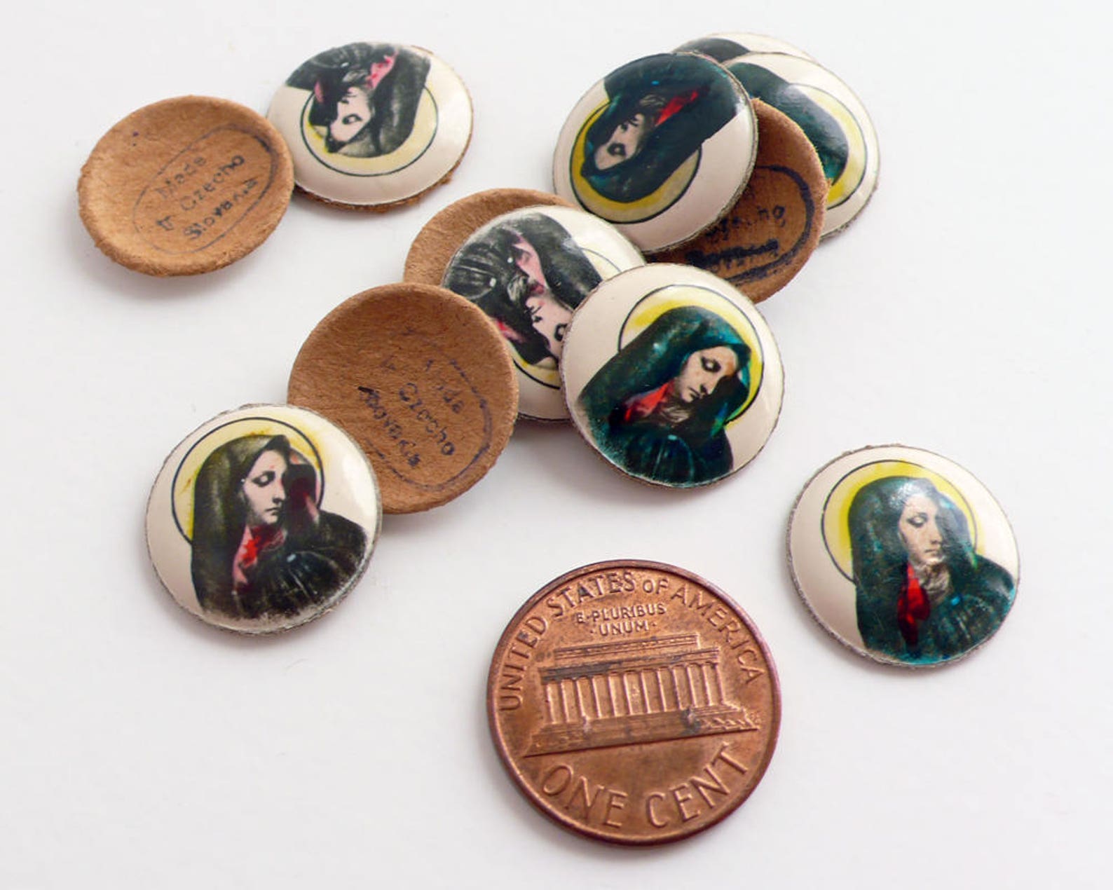 4 Vintage Religious Cameo Hand-painted Cardboard Dome Virgin | Etsy