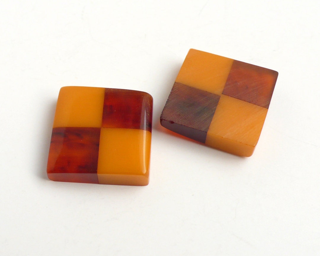 Vintage Bakelite Stones, Checkered Butterscotch and Tortoiseshell - 20 ...