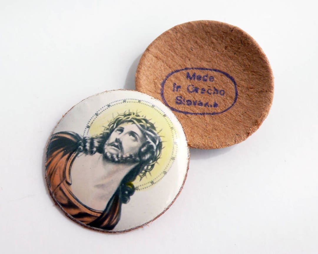 4 Vintage Religious Cameos, Hand-painted Cardboard Dome, Jesus ...