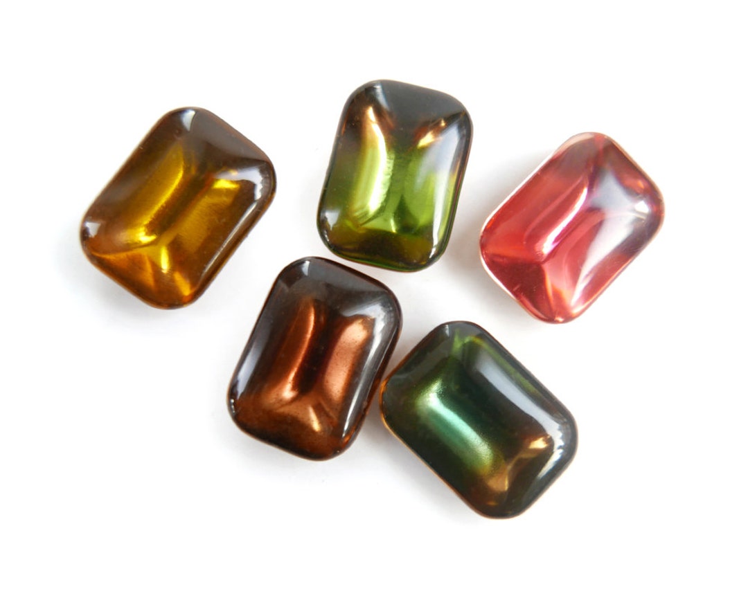 Vintage Two-tone Glass Doublets: Autumn Colors, 18x13 Mm - (4-10pc ...