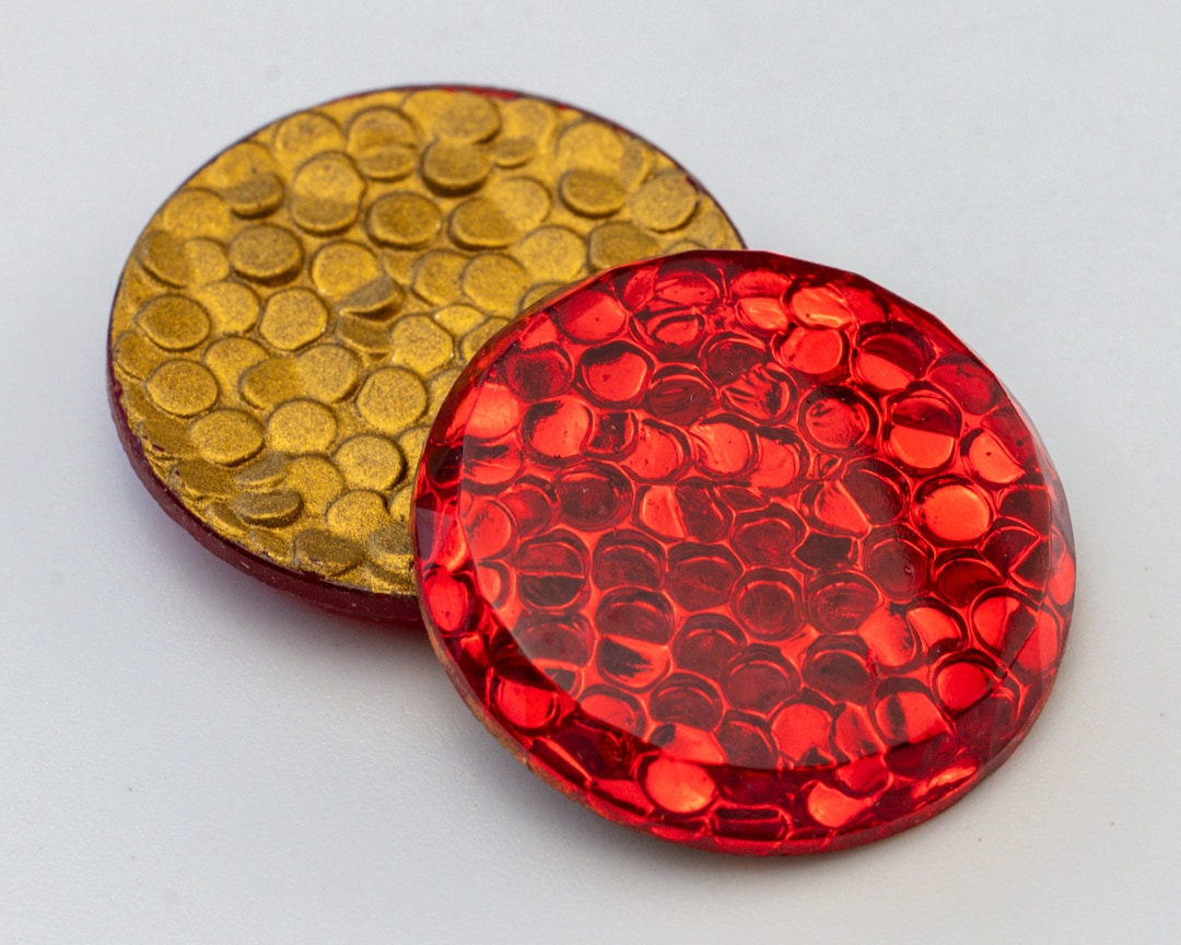 2 Vintage Glass Red Reflector Stones, Cat Eye, Bike Reflector, Round ...