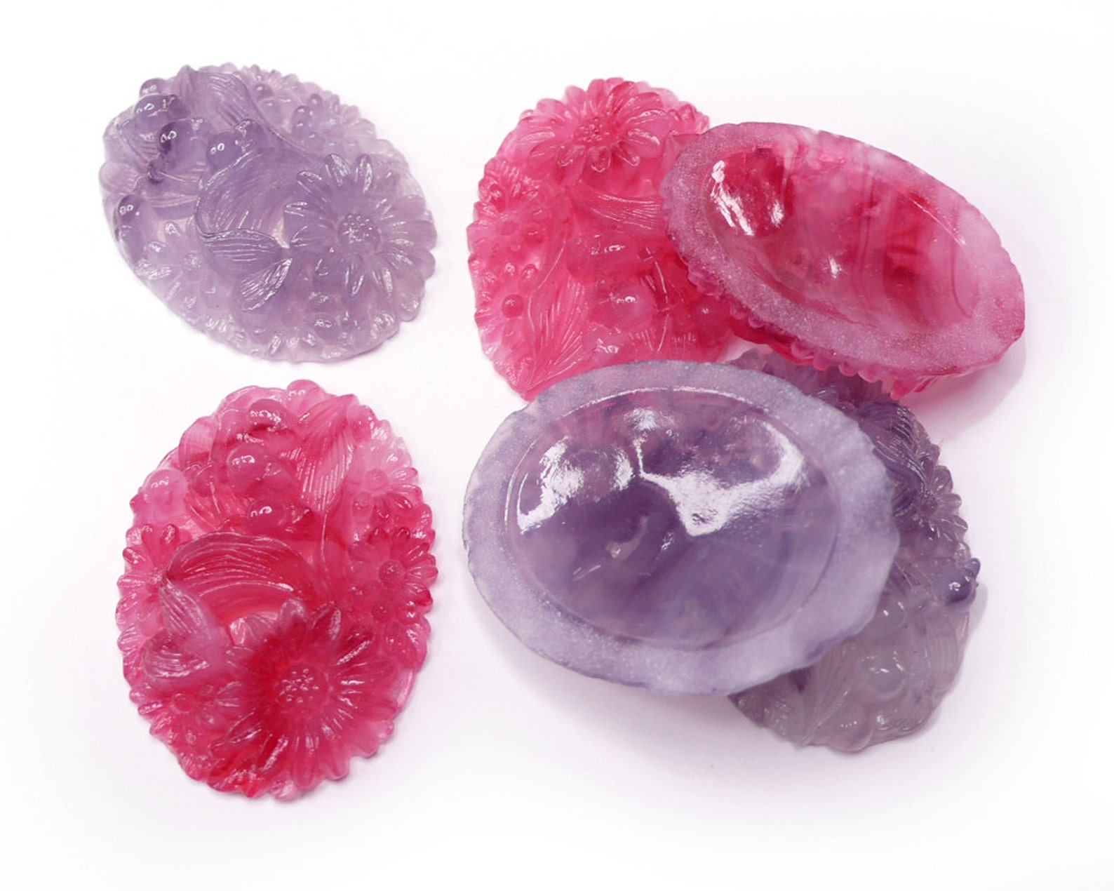 2 Vintage Glass Flower Stones Cherry Brand Occupied Japan | Etsy