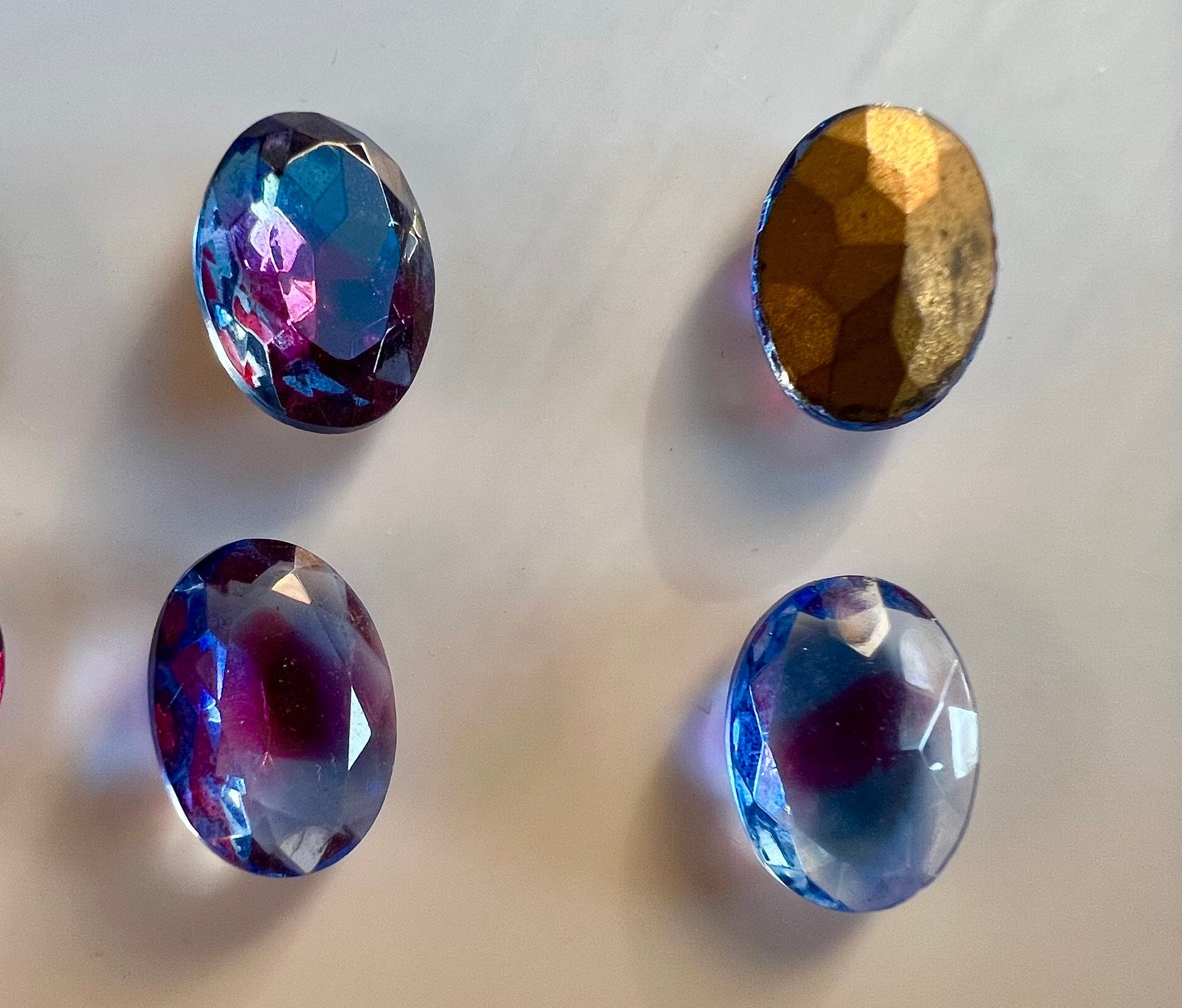 4 Vintage Two-tone Glass Rhinestones Sapphire-ruby Foiled - Etsy