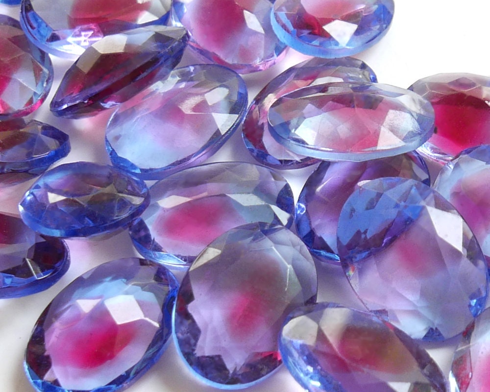 4 Vintage Two-tone Glass Rhinestones Sapphire-ruby Foiled - Etsy