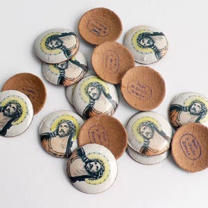 4 Vintage Religious Cameos, Hand-painted Cardboard Dome, Jesus ...