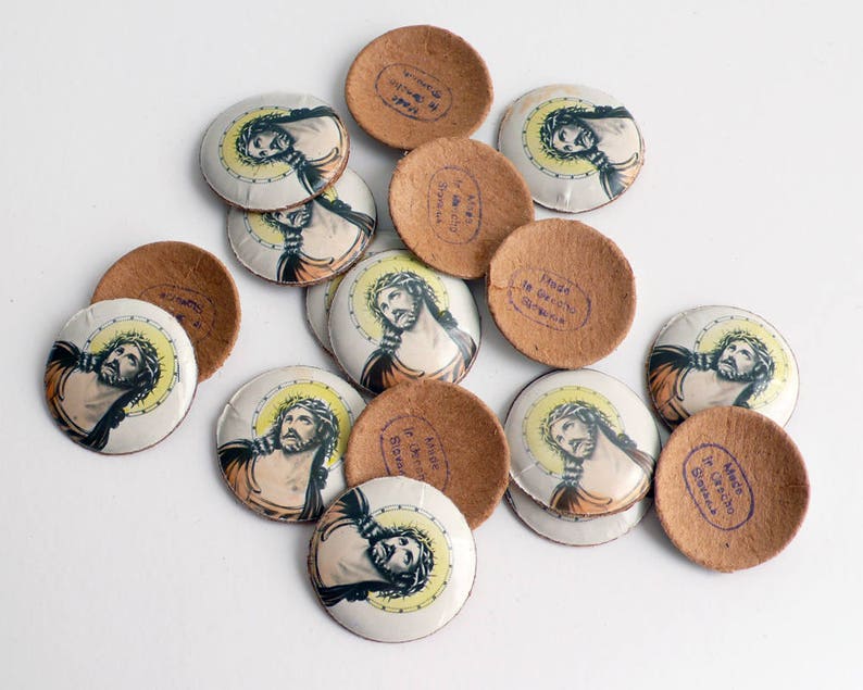 4 Vintage Religious Cameos Hand-painted Cardboard Dome - Etsy