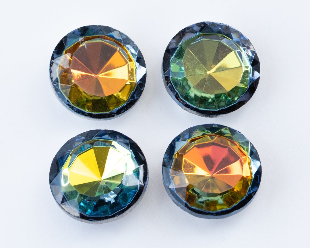 2 Vintage TTC Multi-colored Glass Stones 2 Colors 18 Mm - Etsy