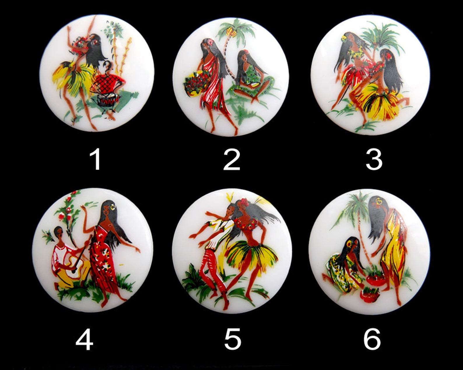 2 Vintage Large Hawaii Aloha Cameos 5 Hula Dancers 35 Mm - Etsy