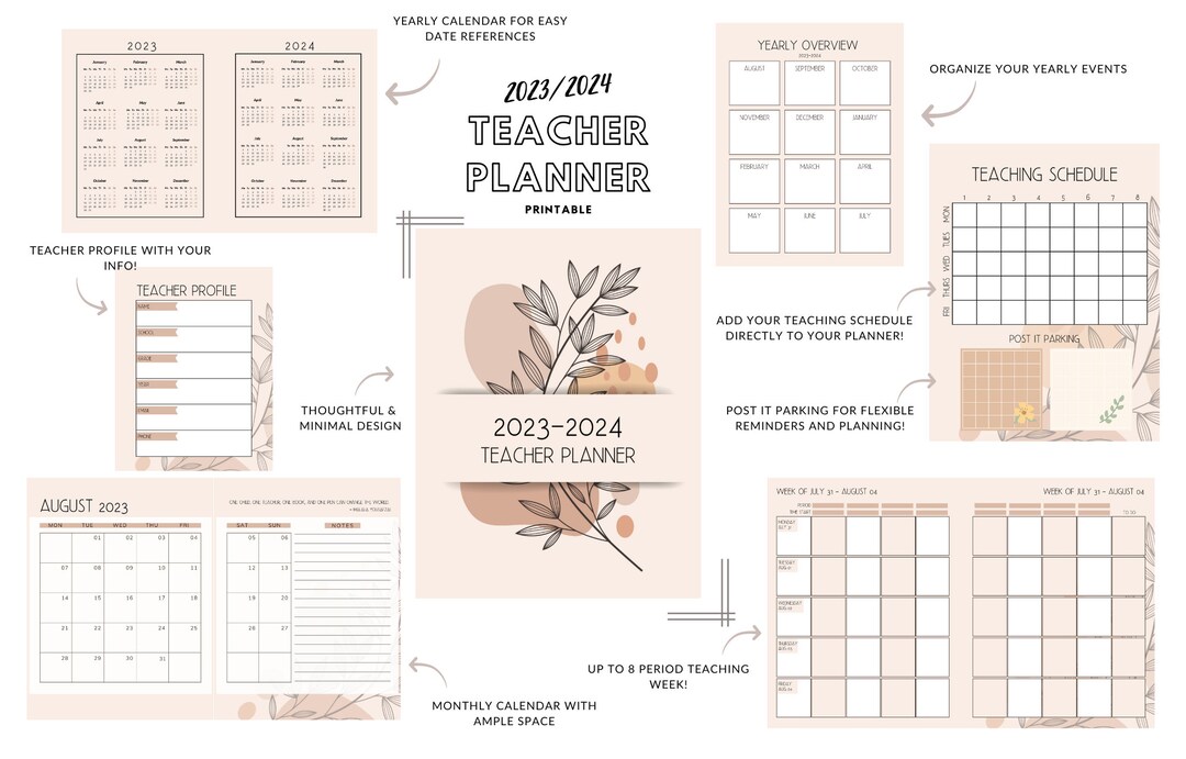 2023-2024 Teacher Planner Boho - Etsy