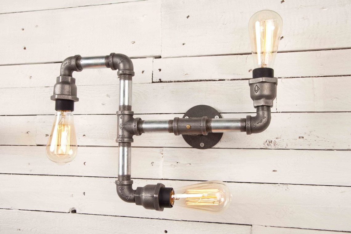 Industrial Style 3 Edison Bulb Wall / Ceiling Light - Etsy
