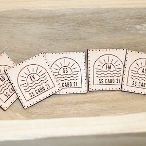 Square Leather Patch | Monogram Leather Patch | Backpack Leather Patch ...