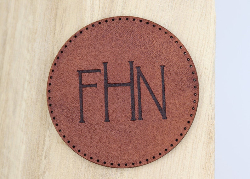 Circle Leather Patch Monogram Leather Patch Backpack - Etsy