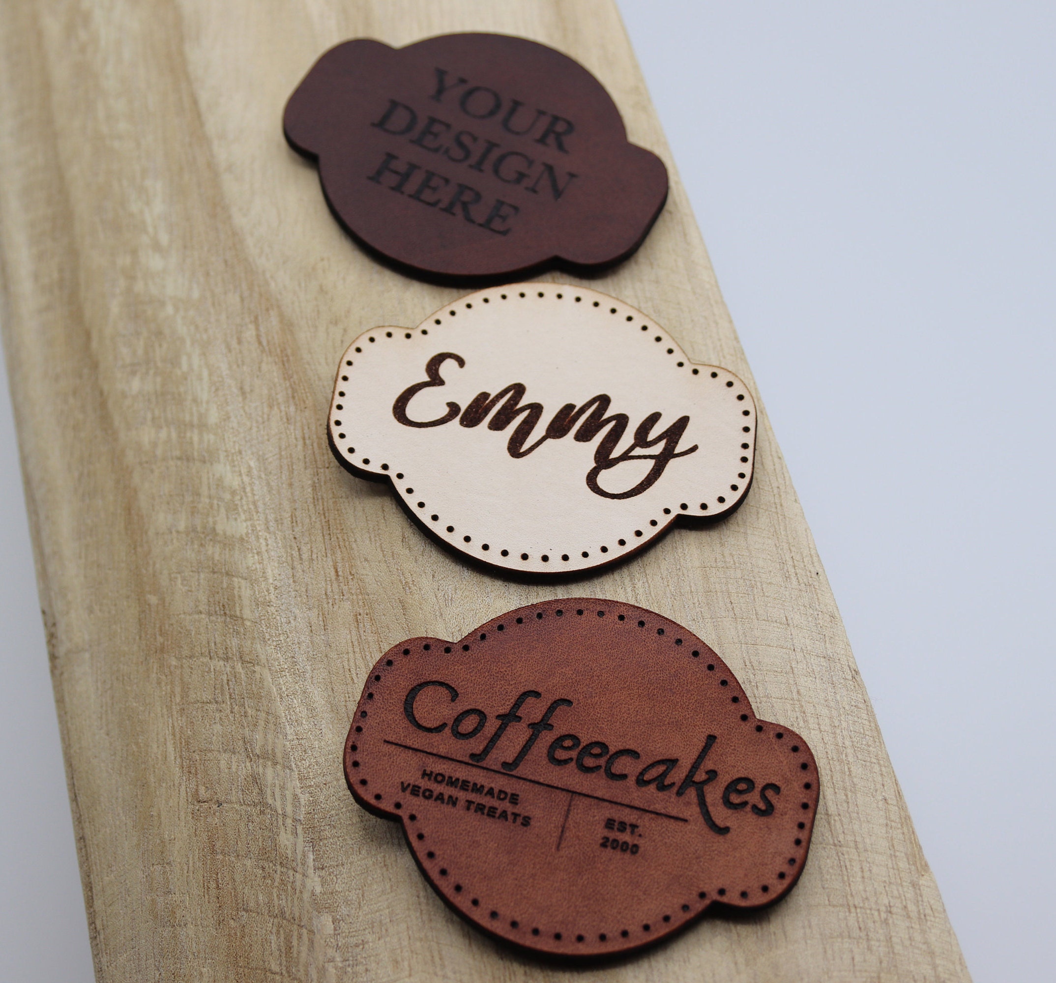 Circle/Rectangle Leather Patch Monogram Leather Patch | Etsy