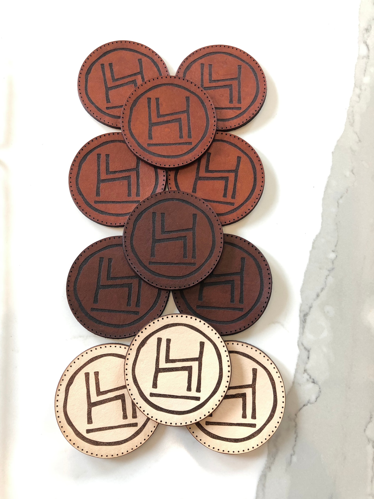 Circle Leather Patch Monogram Leather Patch Backpack - Etsy