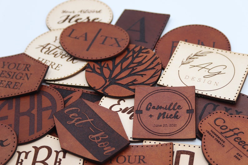 Square Leather Patch Monogram Leather Patch Backpack | Etsy