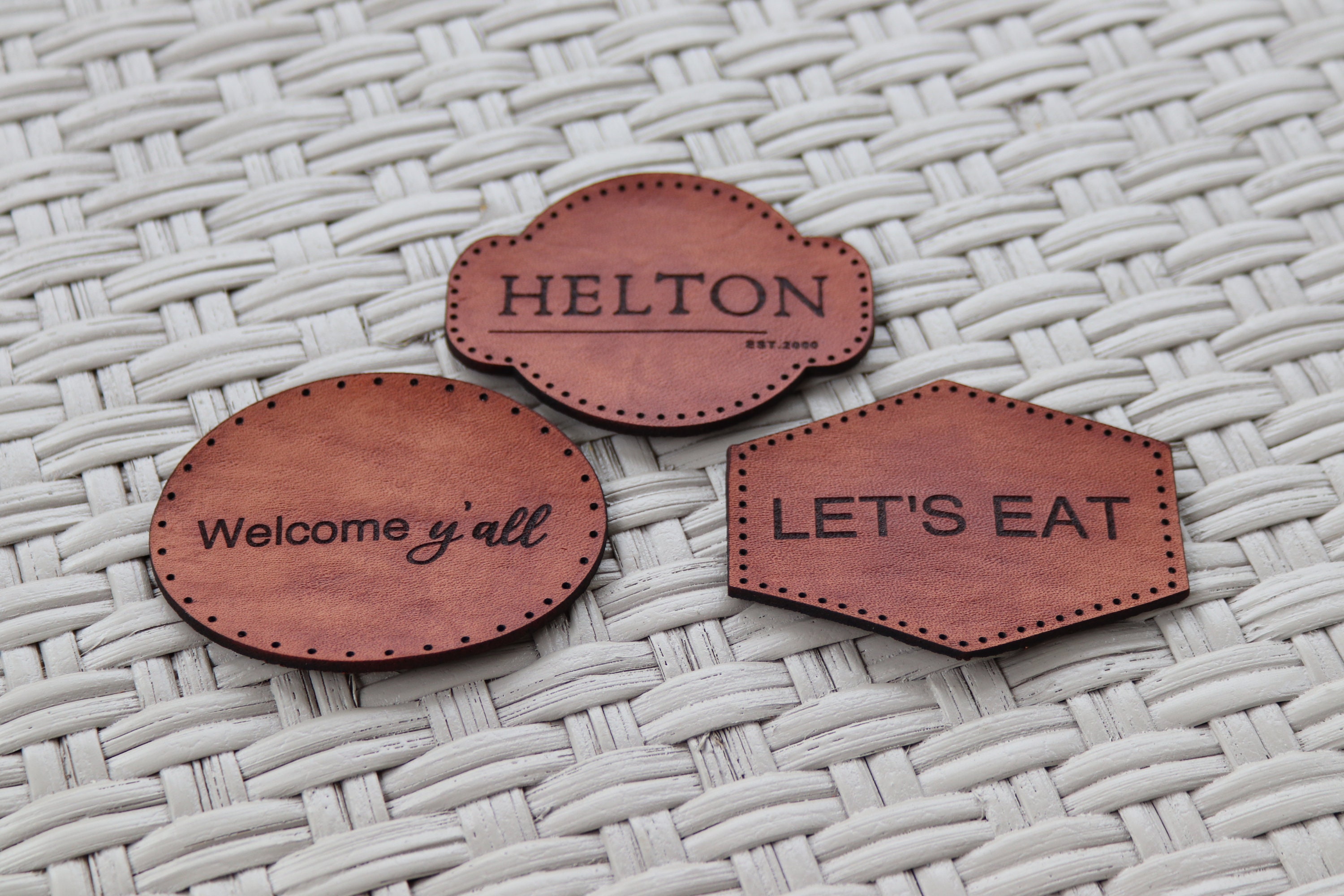 Circle/rectangle Leather Patch Monogram Leather Patch - Etsy