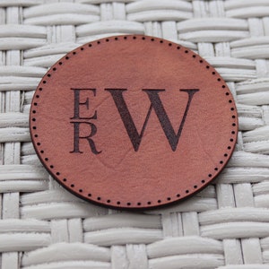 Circle Leather Patch | Monogram Leather Patch | Backpack Leather Patch ...