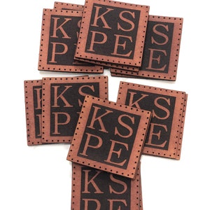 Square Leather Patch | Monogram Leather Patch | Backpack Leather Patch ...