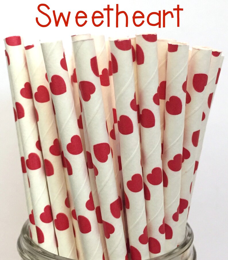 Valentine's Day Pink Heart Paper Straws Pink Straws - Etsy