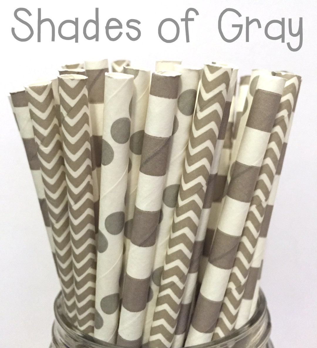 Gray Paper Straws- Chevron Polka Dot Stripe Paper Straws -gray Straws ...