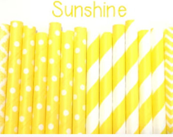 Yellow Paper Straws, Drink Stirrers, Large Drinking Straws, Retro Party ...