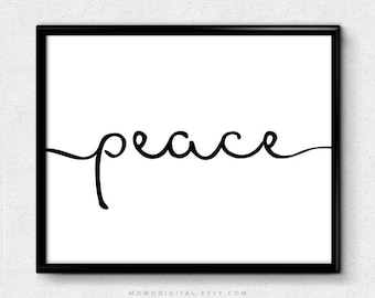 Cursive peace | Etsy
