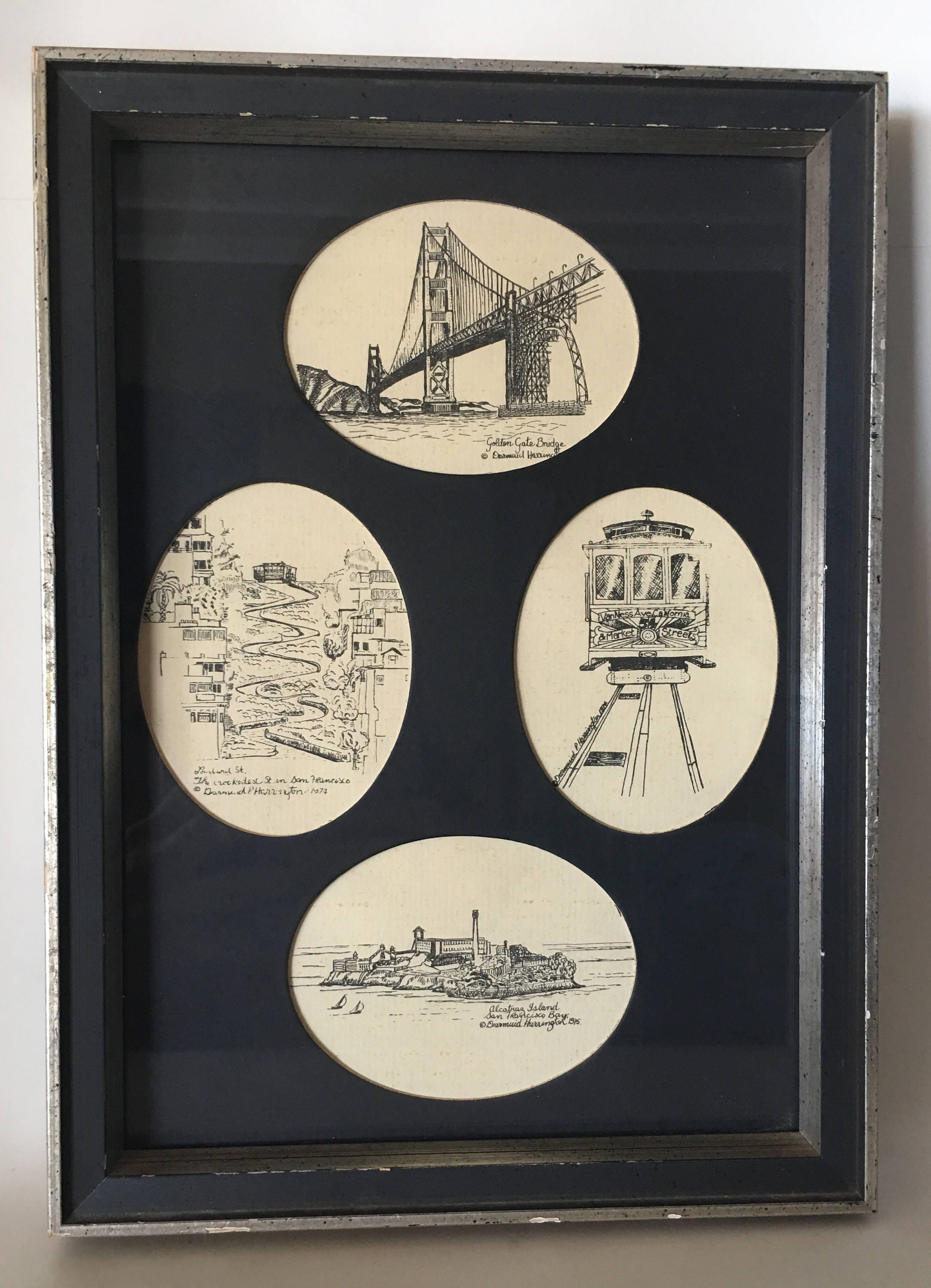Diarmuid Harrington 3 pen and ink framed drawings of iconic landmarks ...