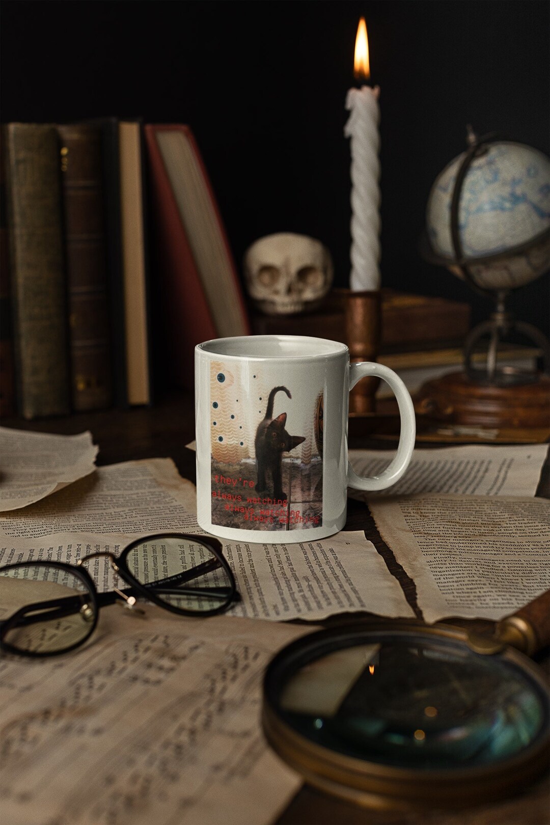 Goth Cup Black Cat Mug Weirdcore Mug Goth Kitchen Vaporwave Mug ...