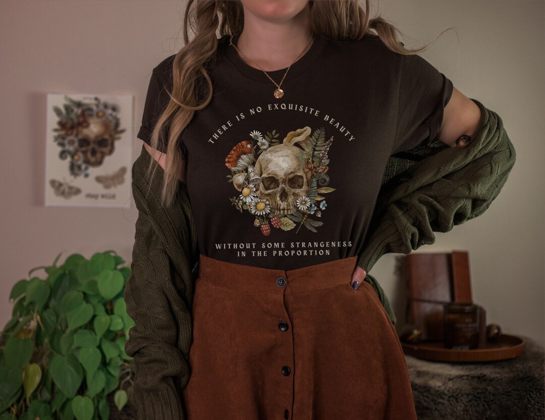 Poet Shirt Edgar Allan Poe Goblincore Clothing Bookish Shirt Light ...