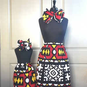 Red Angolan Ankara Mommy and Me Skirts, Head Wraps, Mothers Day ...