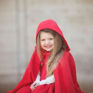 Girls Red Cape, Red Riding Hood Cape, Classic Length, Kids Costume ...