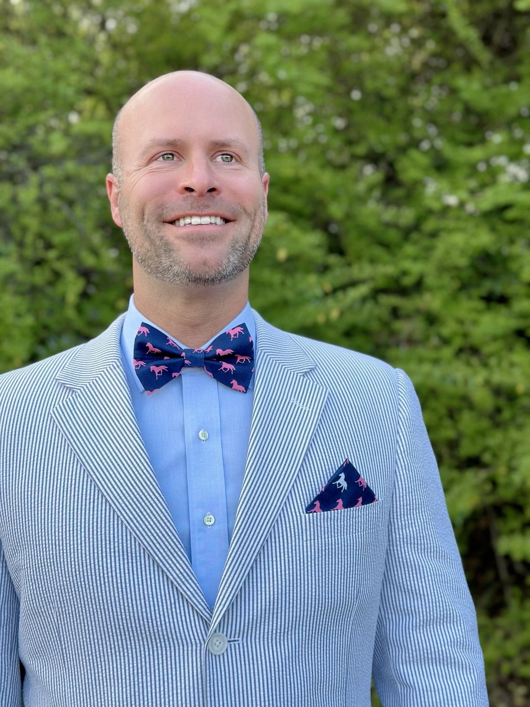 Navy Horses Derby Bow Tie for Men, Formal Kentucky Racing Bow Ties ...