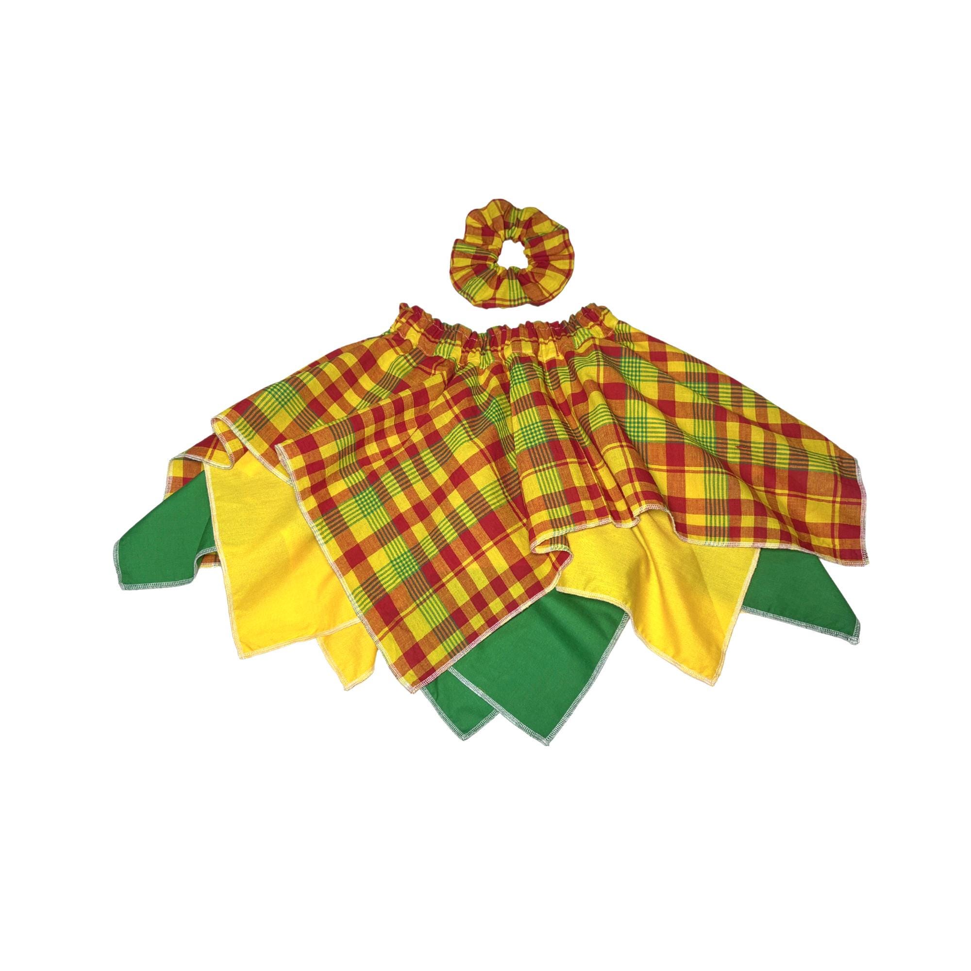 Jamaican Madras Handkerchief Hem Skirt, St Kitts Caribbean Girl ...