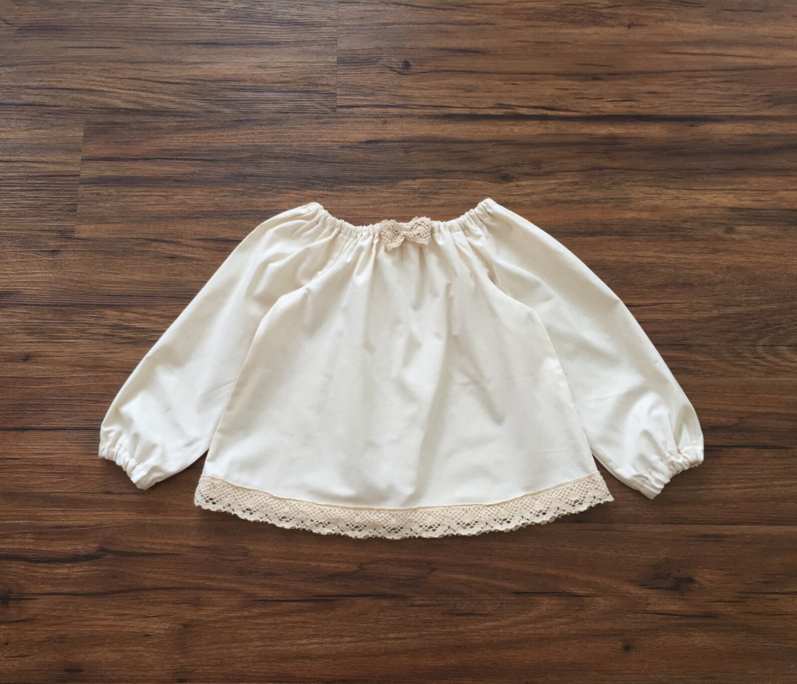 Boho Peasant Top, Ecru Peasant Blouse, Medieval Style, Cotton Girls Top ...